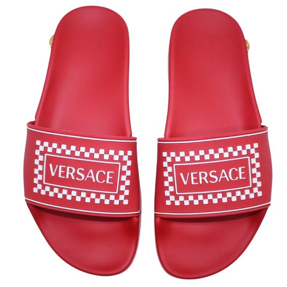 Versace | Shoes | Versace Medusa Rubber Pool Slides Red Gold Women Size ...